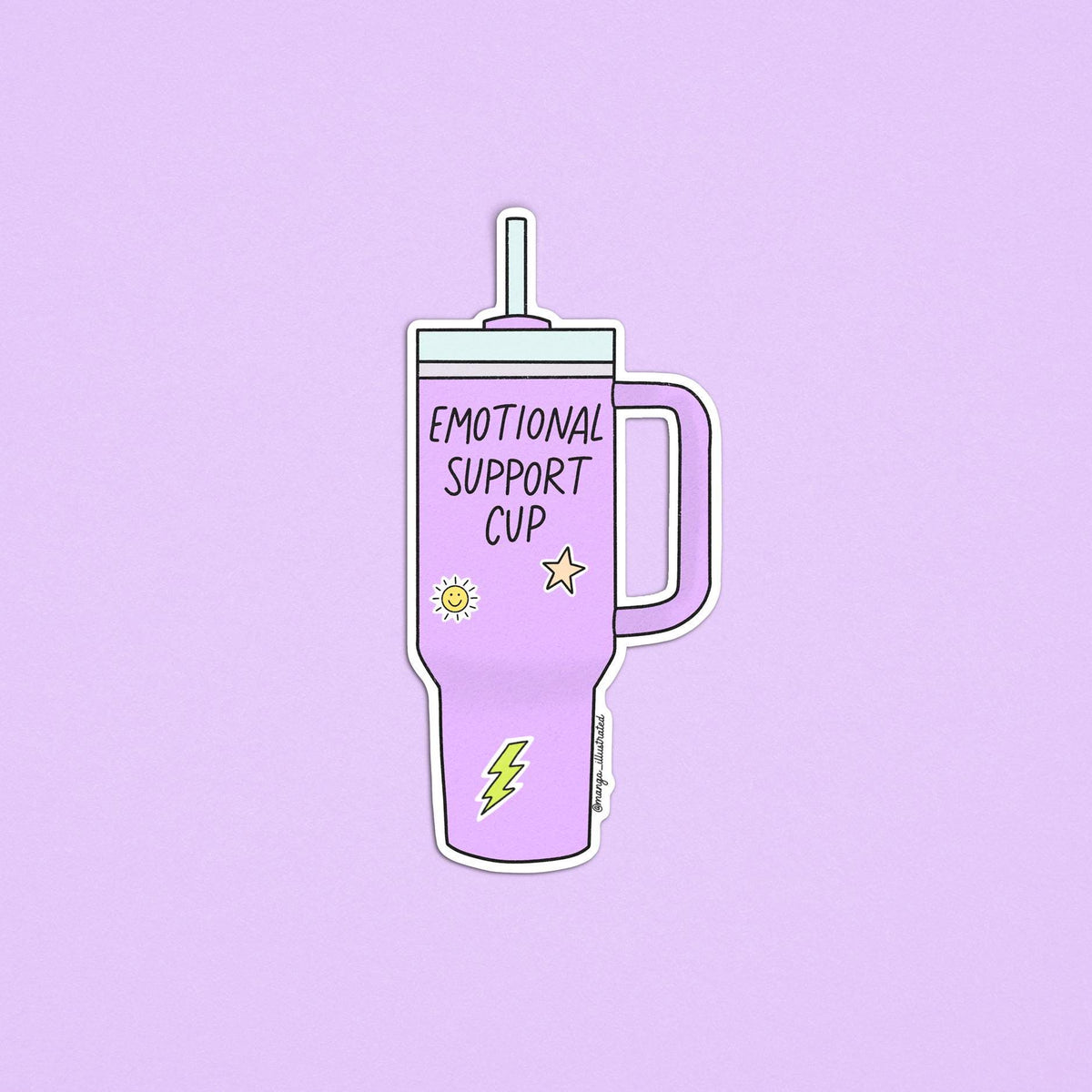Emotional support cup sticker, Stanley cup sticker · MangoIllustrated