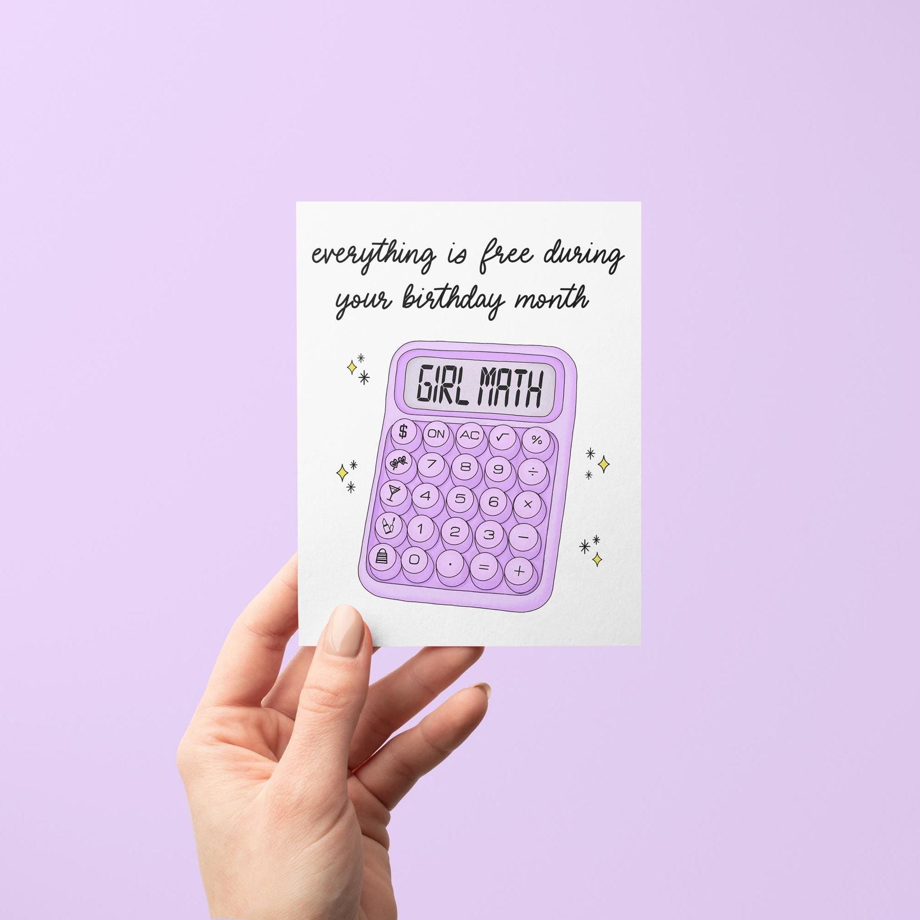 Girl math card, everything is free during your birthday month ...