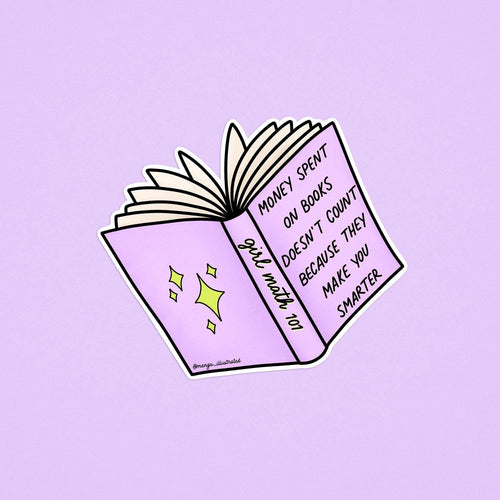 Girl math book sticker, bookish sticker, book sticker · MangoIllustrated