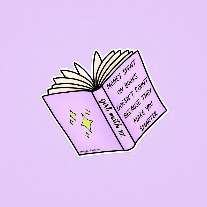 Girl math book sticker, bookish sticker, book sticker · MangoIllustrated